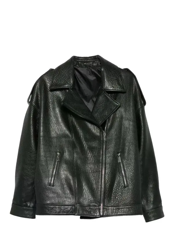 ADRIANNA FERETTI Leather Biker Jacket - Black