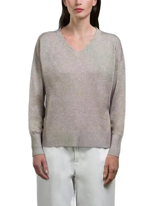 MOORER Varenna V-neck Sweater - Neutrals