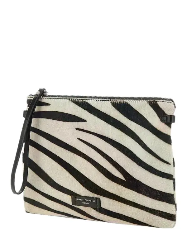 GIANNI CHIARINI Hermy Zebra-print Clutch Bag - Neutrals