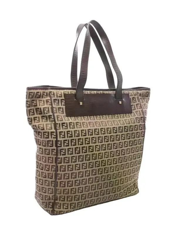 Fendi Zucchino Leather-trimmed Tote Bag - Neutrals