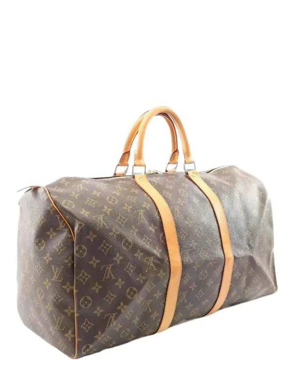 LOUIS VUITTON Monogram Canvas Keepall Boston Luggage Bag - Brown
