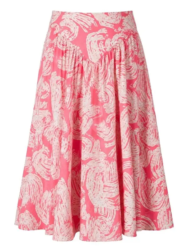 OH!ZUZA NIGHT&DAY Abstract Print Viscose Midi Skirt - Pink