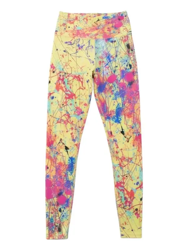 LILIA MUNN High Waisted Leggings – Acid Rain Print - Yellow