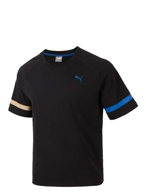PUMA Logo T-shirt 'black - Black/gold
