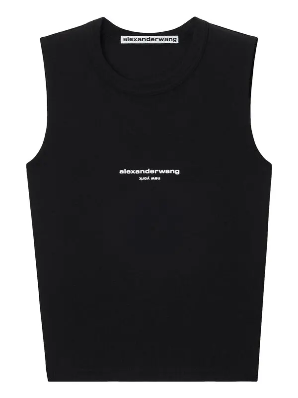 Alexander Wang Logo Fitted Tank Top - Black