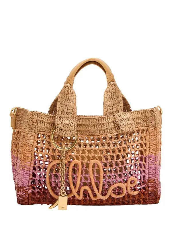 Chloé Summer Banana Logo Raffia Tote - Multicoloured 1