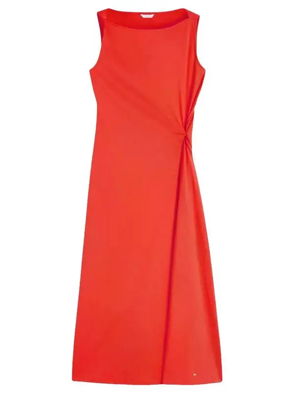Tommy Hilfiger Boat-neck Midi Dress With Twist Detail - Red