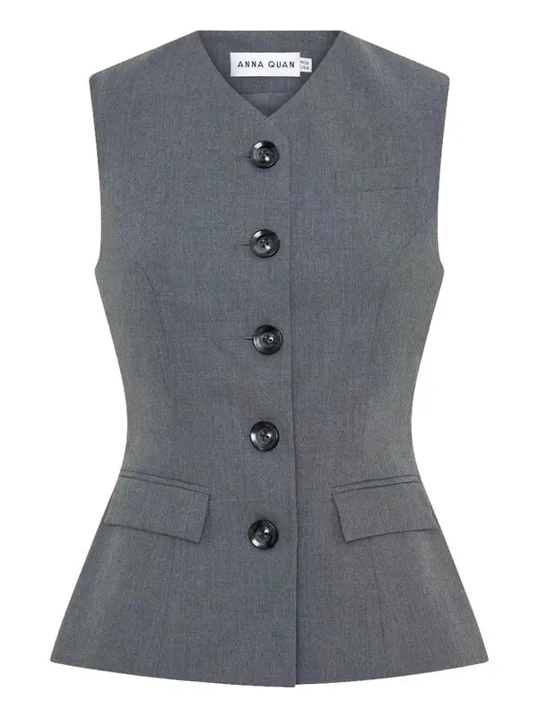 Anna Quan Kendall Peplum Top - Grey