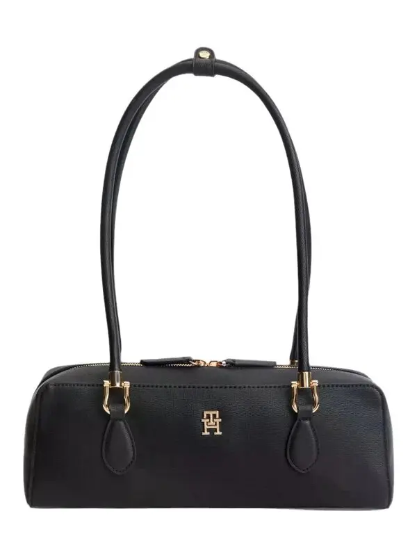 Tommy Hilfiger Grained Leather Shoulder Bag - Black