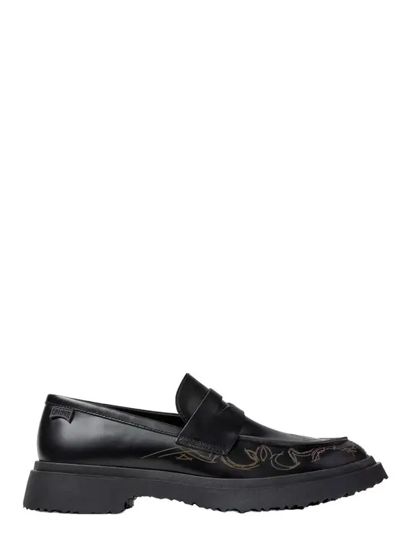 Camper Walden Embroidered Leather Loafers - Black