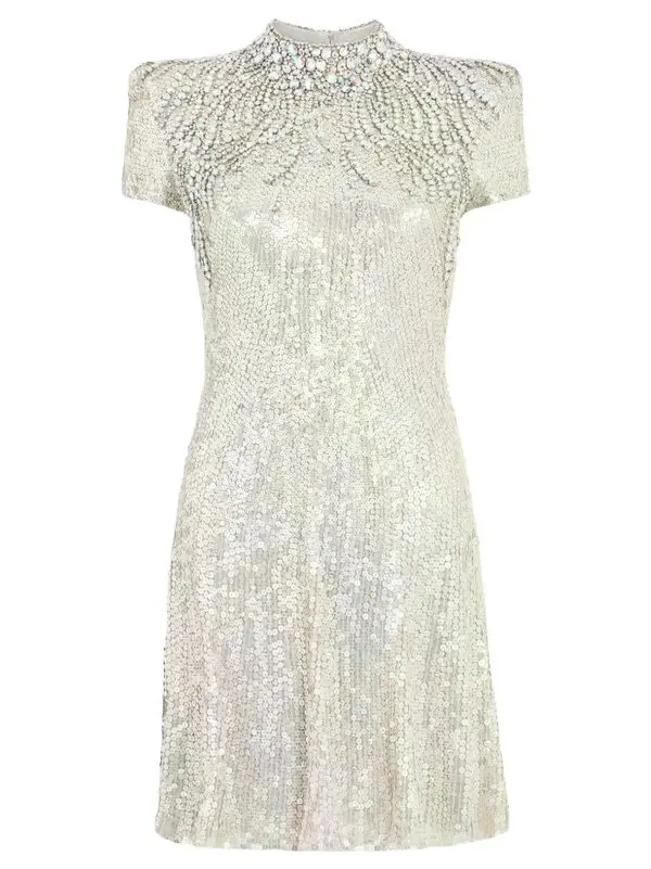 Jenny Packham Tala Embellished Mini Dress - Silver