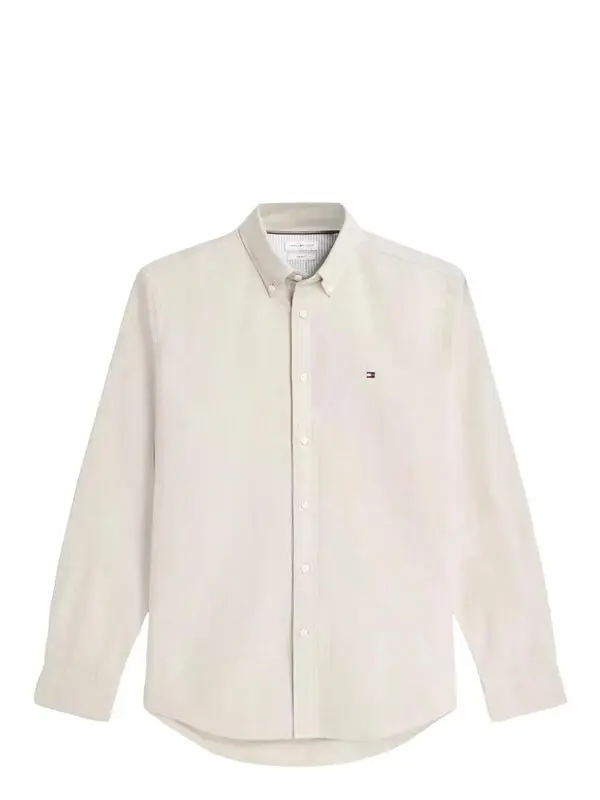Tommy Hilfiger Logo-embroidered Button-down Shirt - Neutrals