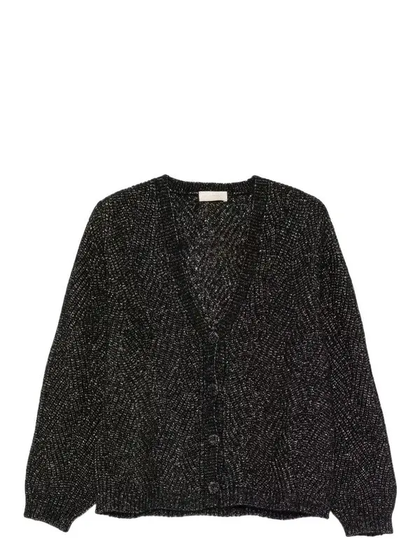 Momoni Metallic-effect V-neck Wool Cardigan - Black