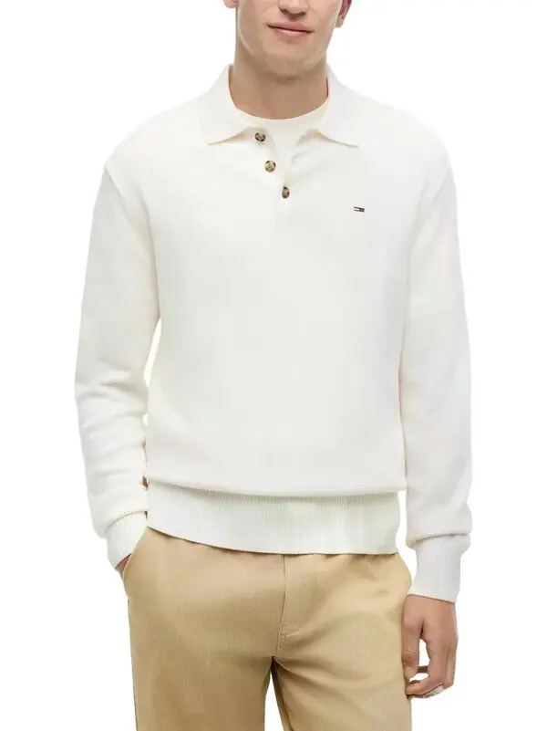 Tommy Hilfiger Logo-patch Long-sleeve Polo Shirt - Neutrals