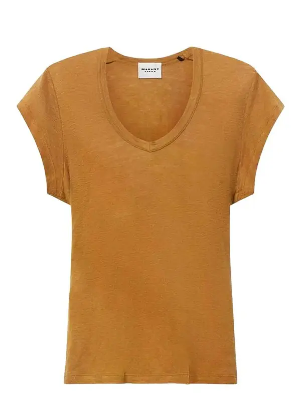 MARANT ETOILE Zankou V-neck T-shirt - Brown