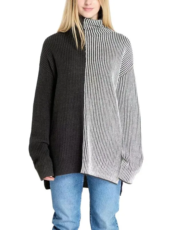 Desigual Kenai Striped Ribbed-knit Sweater - Black