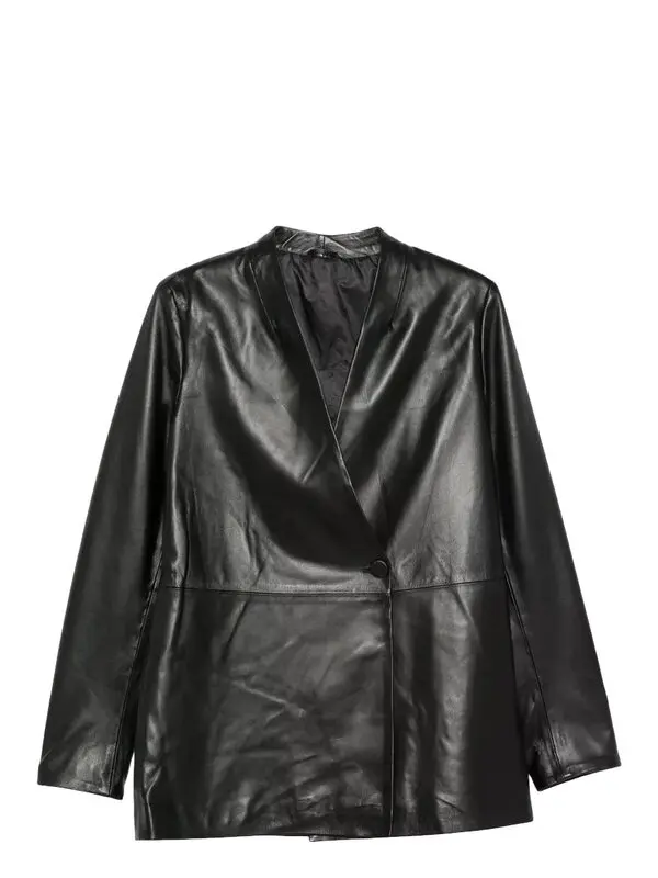 ADRIANNA FERETTI Leather Wrap Jacket - Black