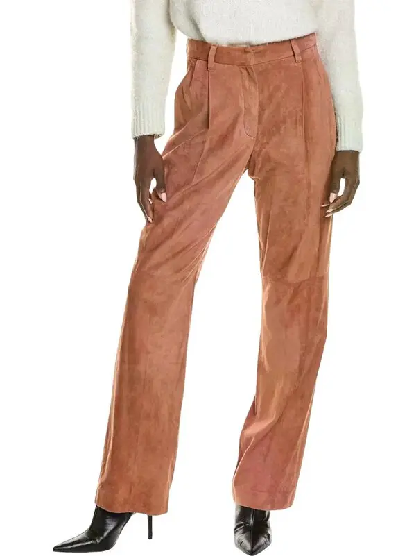 Brunello Cucinelli Suede Pleated Trousers - Brown