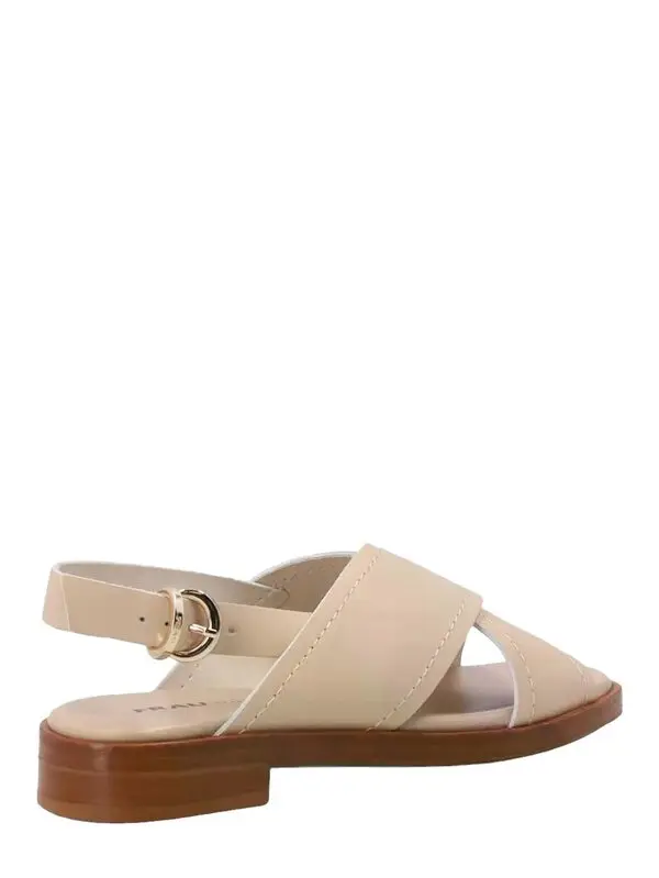 FRAU Crossover Strap Leather Sandals - Neutrals