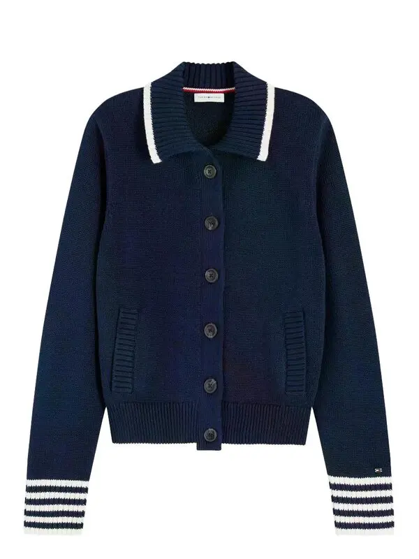 Tommy Hilfiger Logo Embroidered Button-up Cardigan - Blue