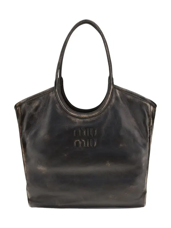 Miu Miu Ivy Leather Tote Bag - Brown