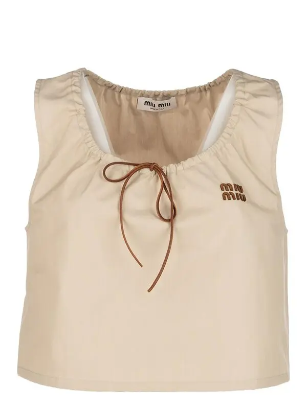 Miu Miu Sleeveless Top With Tie Detail - Multicolor