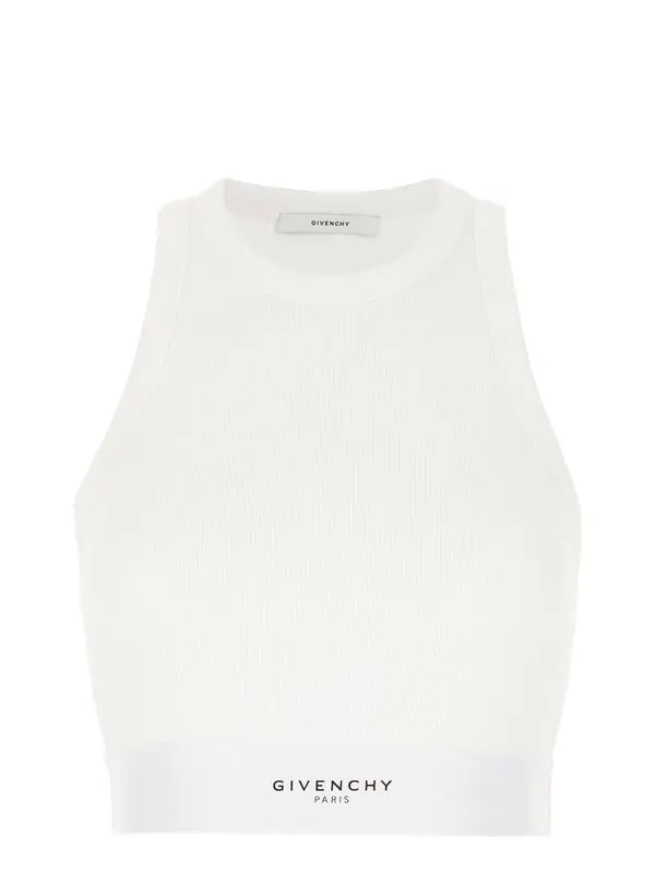 Givenchy Ribbed Cropped Top With Logo Detail - Multicolor