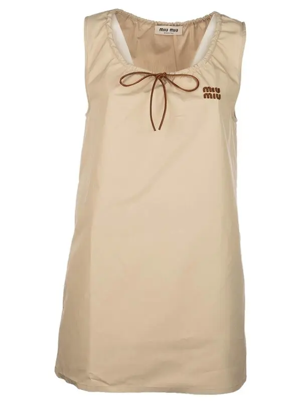 Miu Miu Sleeveless Dress With Tie Neck - Multicolor
