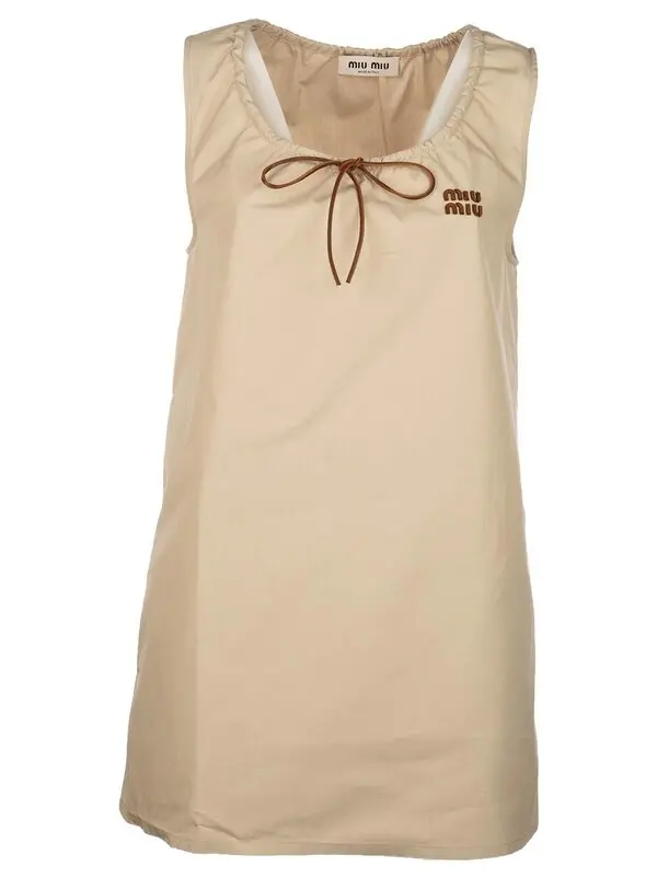 Miu Miu Sleeveless Dress With Tie Neck - Multicolor