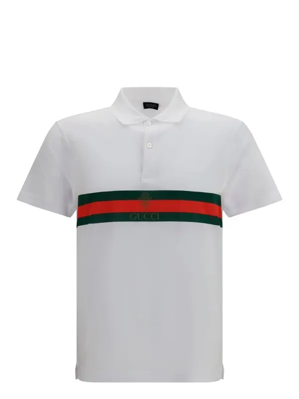 Gucci Cotton Jersey Polo Shirt With Web - White