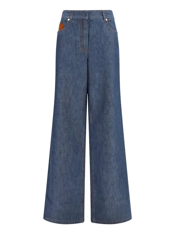 Fendi Wide-leg Chambray Jeans - Blue