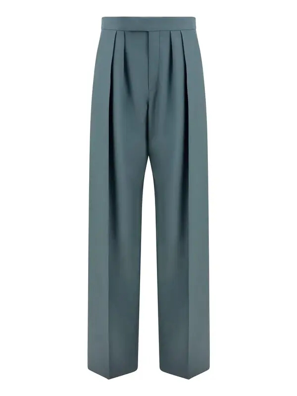 Chloé Tailored Wool High-waisted Straight-leg Trousers - Green