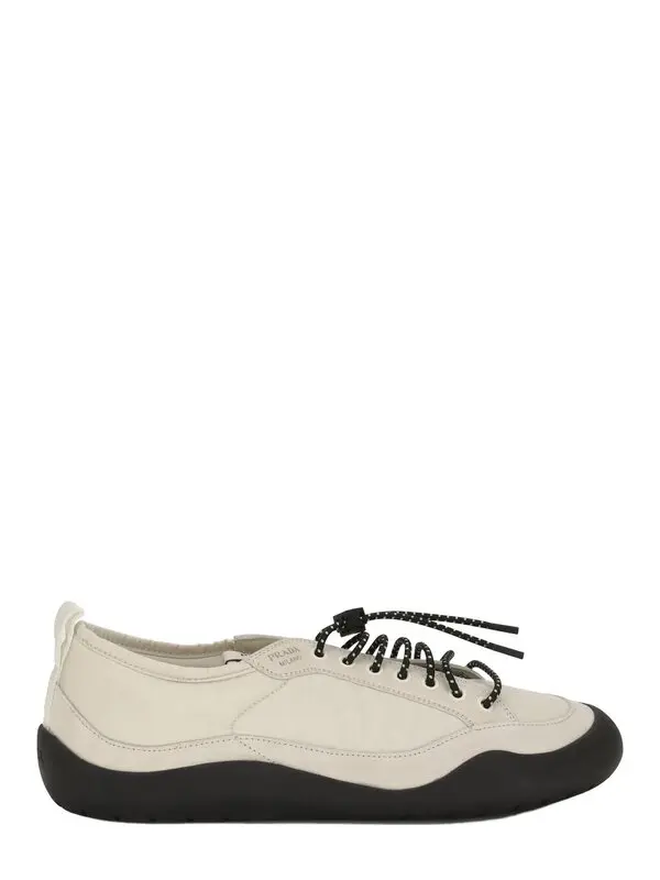 Prada Leather And Fabric Sneakers With Elastic Laces - Multicolor