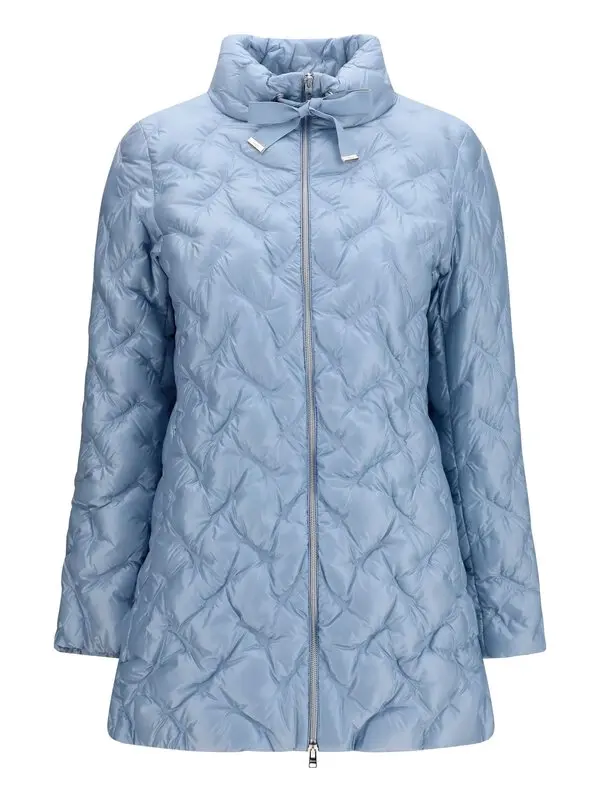 Herno Quilted Midi Down Jacket With Drawstring Collar - Blue