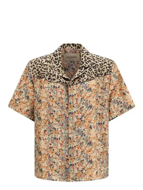 Valentino Garavani Short-sleeve Floral And Leopard Print Shirt - Multicolor