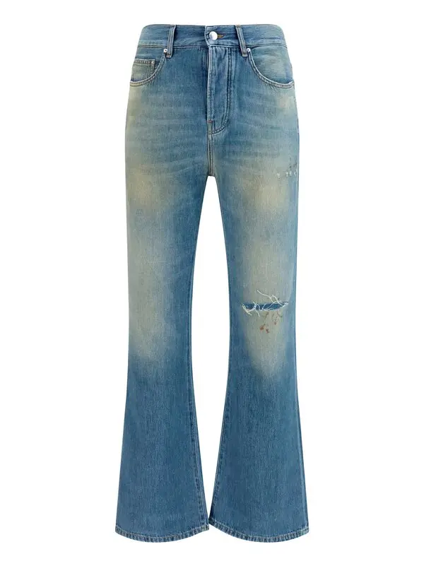 Amiri Slash Flared Distressed Jeans - Blue
