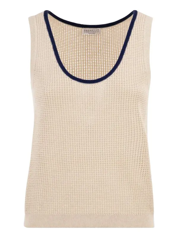 Brunello Cucinelli Cotton Mesh Knit Top - Multicolor
