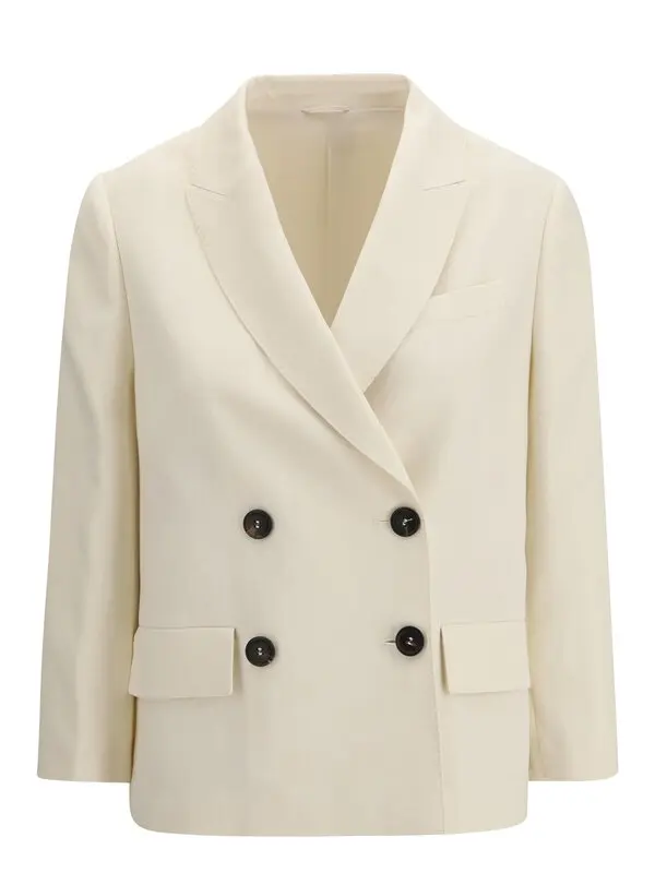 Brunello Cucinelli Fluid Viscose And Linen Twill Jacket With Monile Embroidery - Multicolor