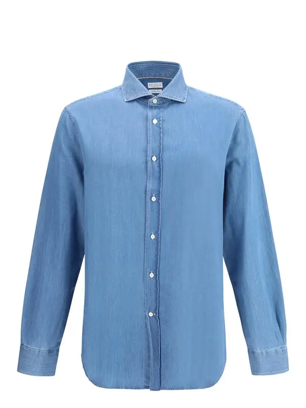 Brunello Cucinelli Cotton Denim Shirt - Blue