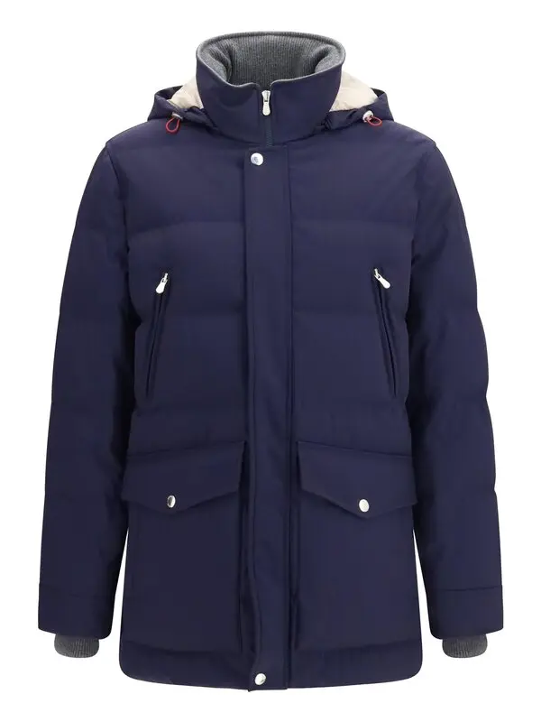 Brunello Cucinelli Hooded Nylon Jacket - Blue