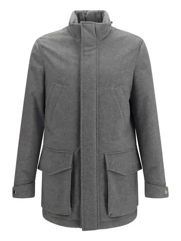 Brunello Cucinelli Cashmere Zip And Button Jacket - Gray