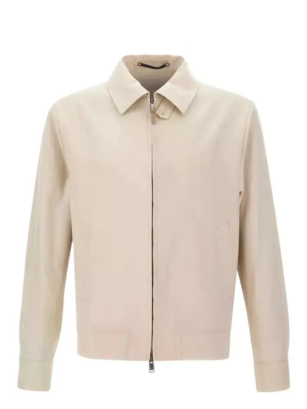 BOSS Zip-up Linen Jacket - Neutrals