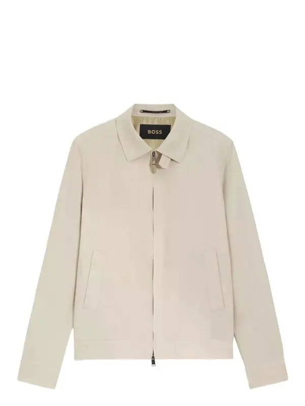 BOSS Zip-up Linen Jacket - Neutrals