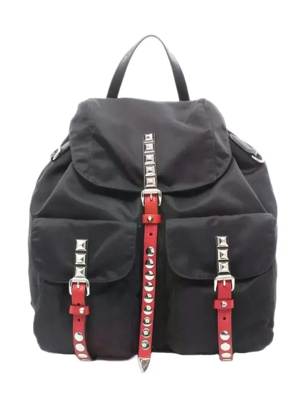 Prada Vela Studded Backpack - Black