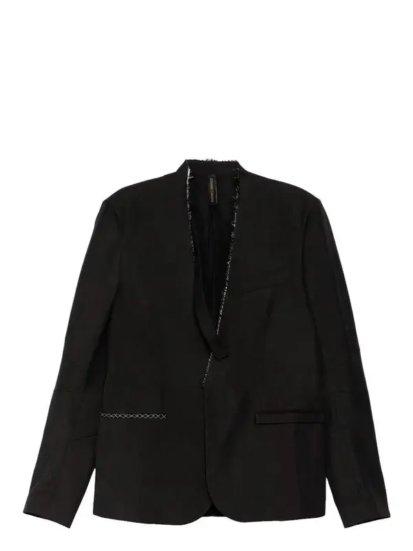 GIOVANNI CAVAGNA Raw-edge Collarless Blazer - Black