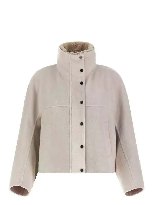Brunello Cucinelli Shearling Trim Bat-sleeve Coat - Neutrals