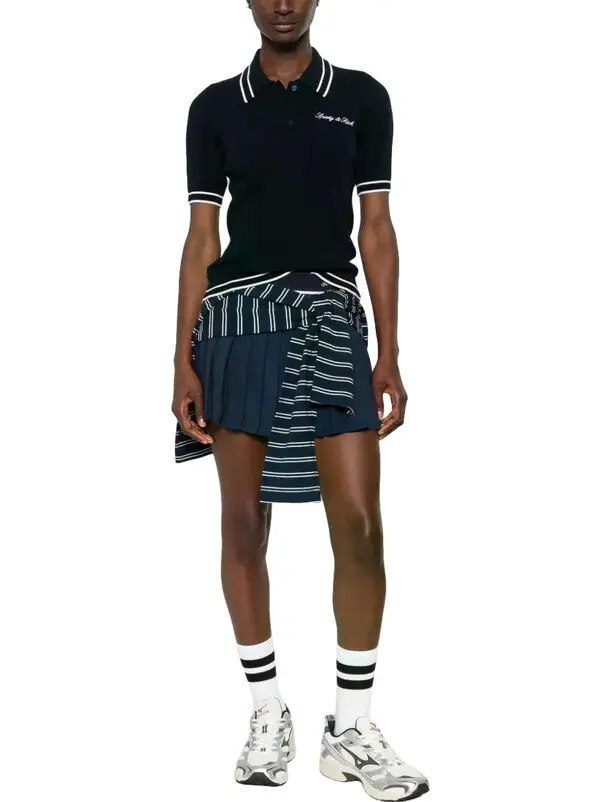 SPORTY & RICH Cable-knit Logo Polo Shirt - Blue