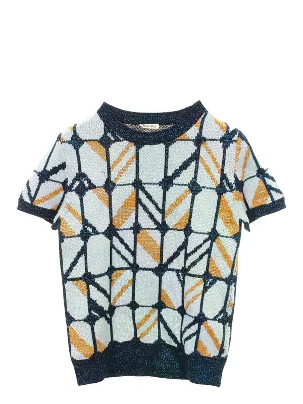 Miu Miu Geometric Pattern Crew Neck Sweater - Blue