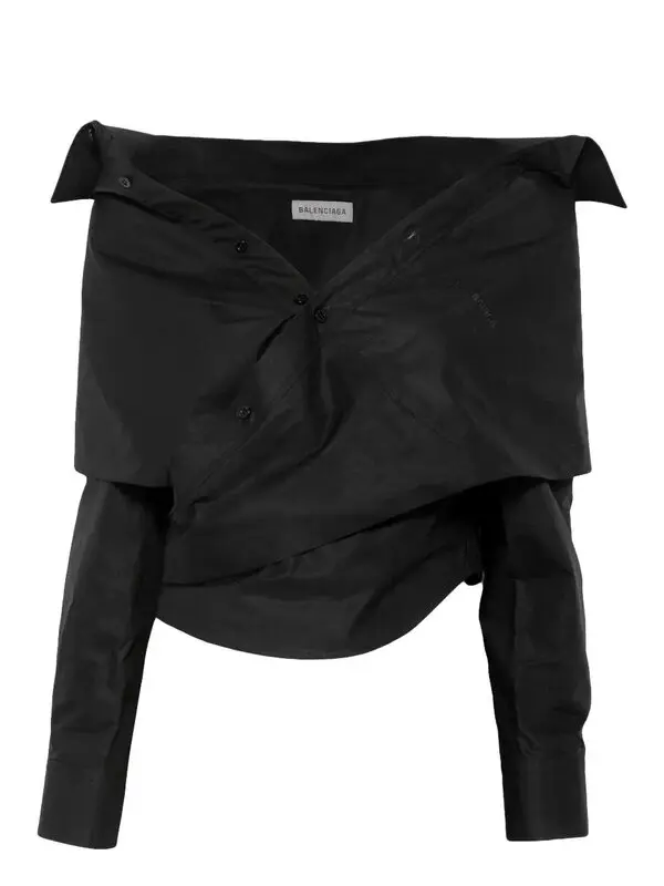 Balenciaga Off-shoulder Wrap Blouse - Blue