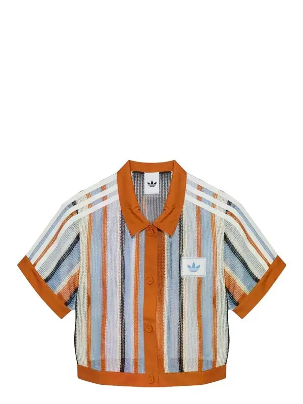 Adidas Striped Cropped Shirt - Blue